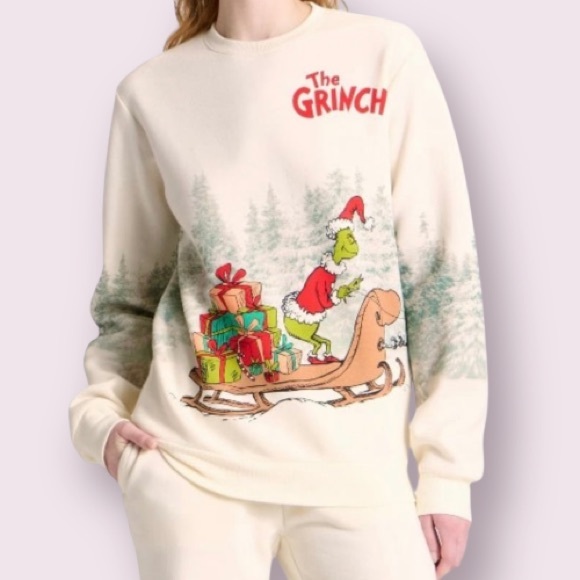 MAD Engine | Tops | Mad Engine The Grinch Graphic Sweatshirt Cream ...